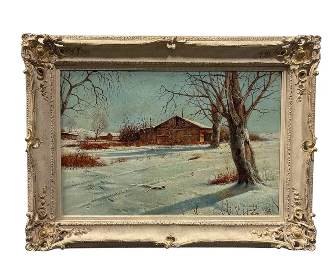 Landscape Barn Oil Painting On Canvas By Roy Reece Auction