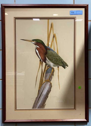 Art Lamay Painting Of Green Heron