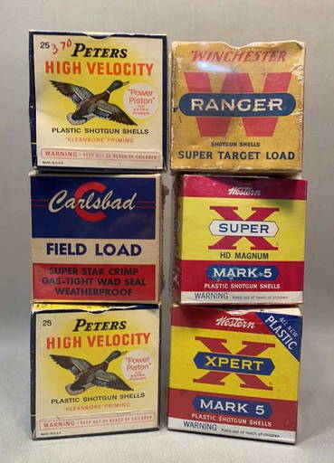6 Various Antique Shotgun Shell Boxes