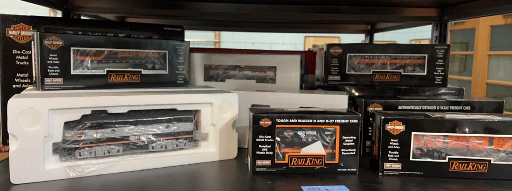 11 Pc Rail King "harley Davidson" Model Train Set