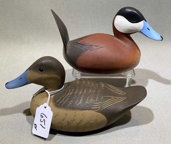 Pair Of Bill Schauber Miniature Ruddy Duck Decoys