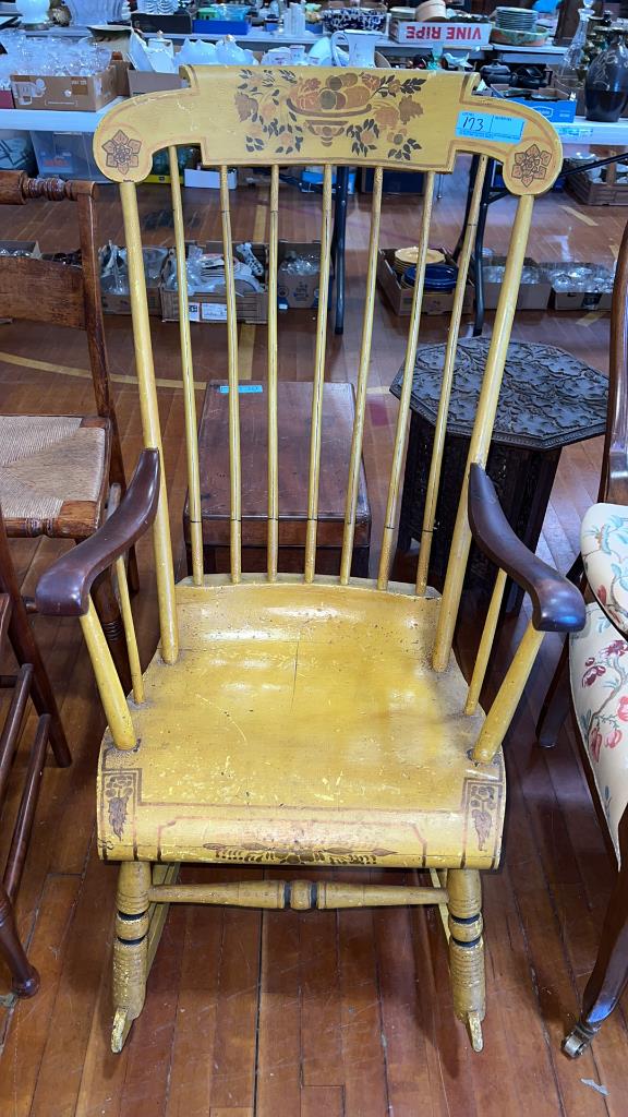 Antique Paint Decorated Rocking Chair Auction