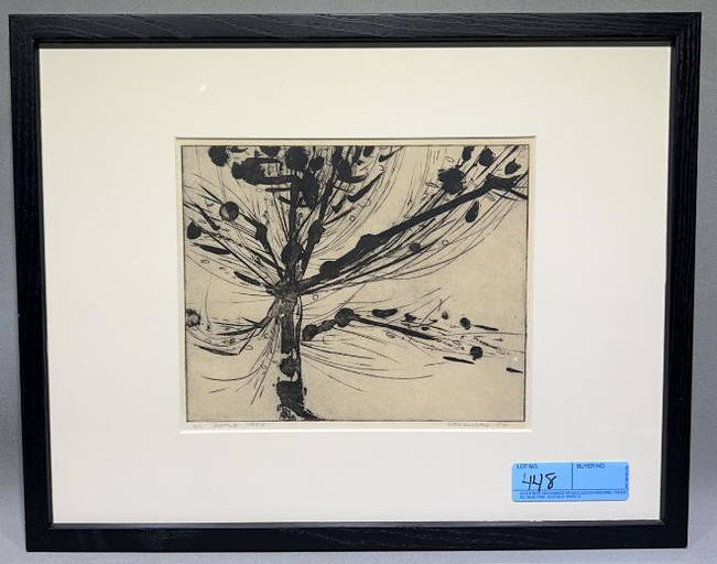 Arthur Okamura Etching "apple Tree"