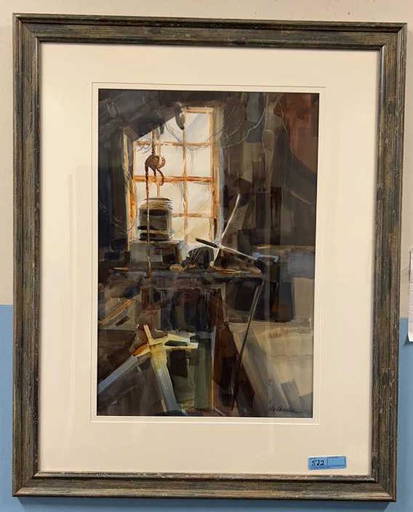 Large Kay Kandra Watercolor Of Workshop