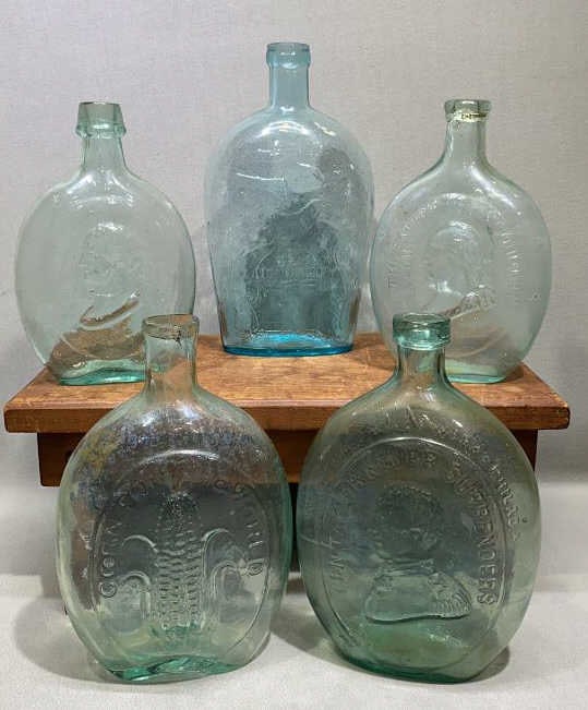 5 Various Historical Flasks Auction