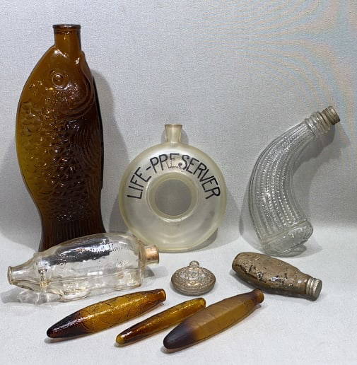 Large Collection Of Various Glass Flasks Auction