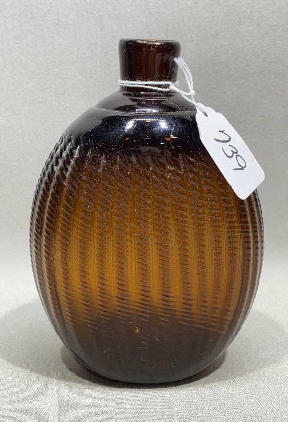 Antique Amber Colored Glass Flask Auction