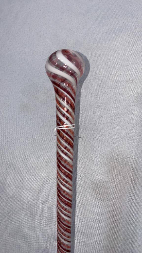 Antique Red & White Hand Blown Parade Cane Auction