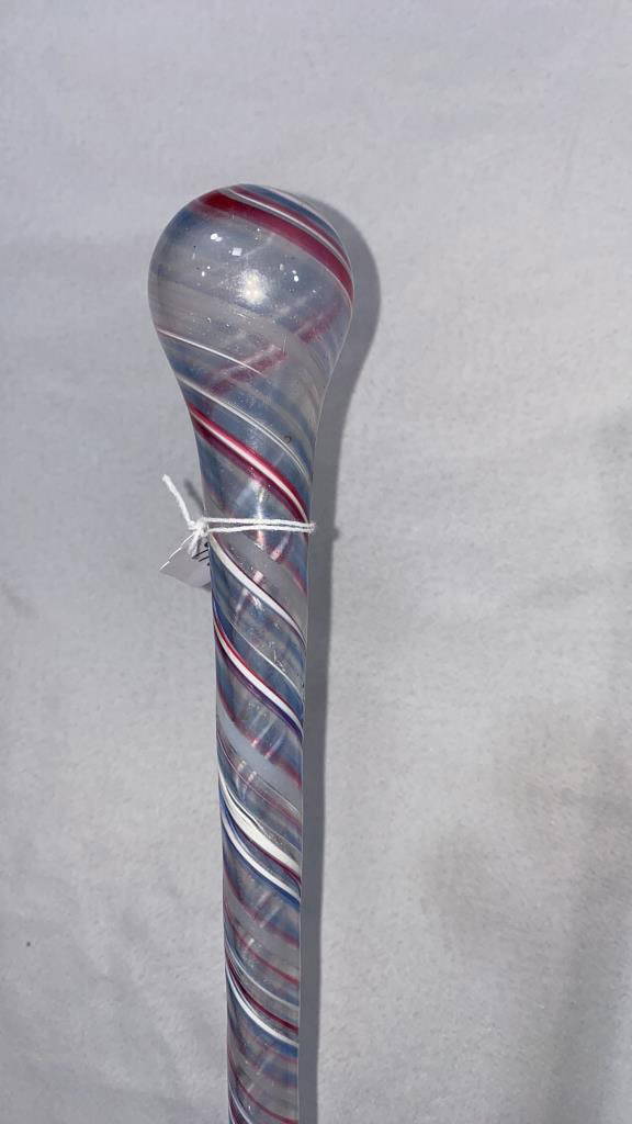 Antique Red & White Hand Blown Parade Cane Auction