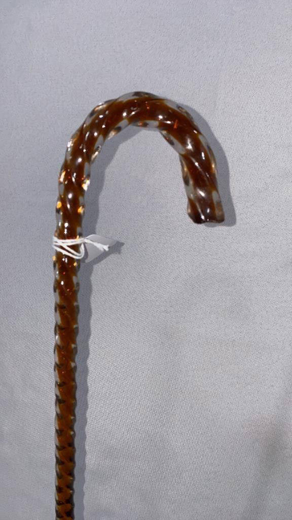 Antique Amber & Clear Twisted Parade Cane Auction