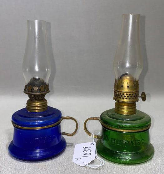 2 "nutmeg" Colored Finger Lamps Auction