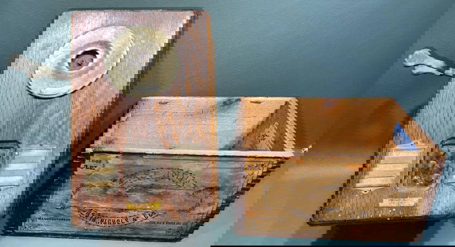 Antique Oak Phone Box & Advertising Box Auction