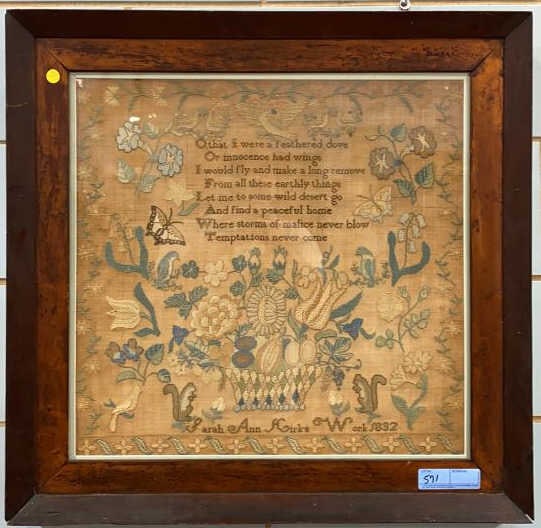 Large 1832 Framed Sampler Auction