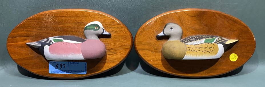 Pair Barry Fuchs 1/2 Body Baldpate Plaques Auction