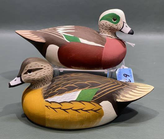 Pair Barry Fuchs Mini Baldpate Ducks Auction