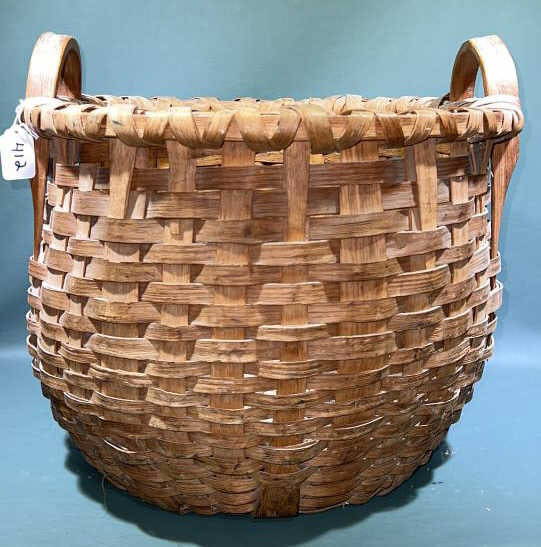 Antique Split Oak Basket W/ 2 Handles Auction