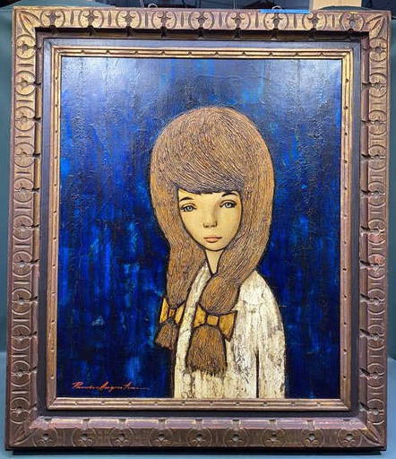 Pandro Augustini Oil On Canvas Of Young Girl