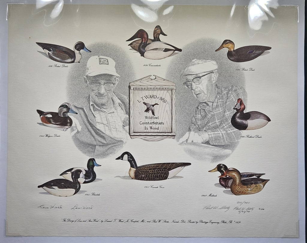 Paul Shertz Ward Bro Decoy Print Signed Lem Ward Auction