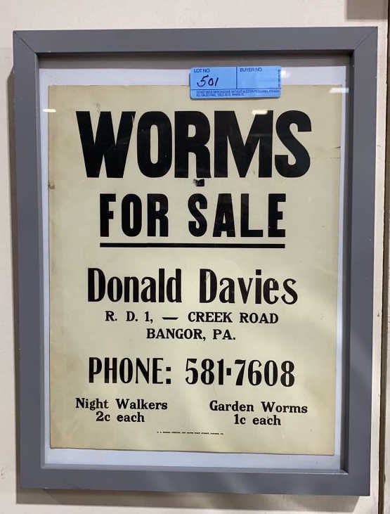 Vintage "worms For Sale" Poster Auction