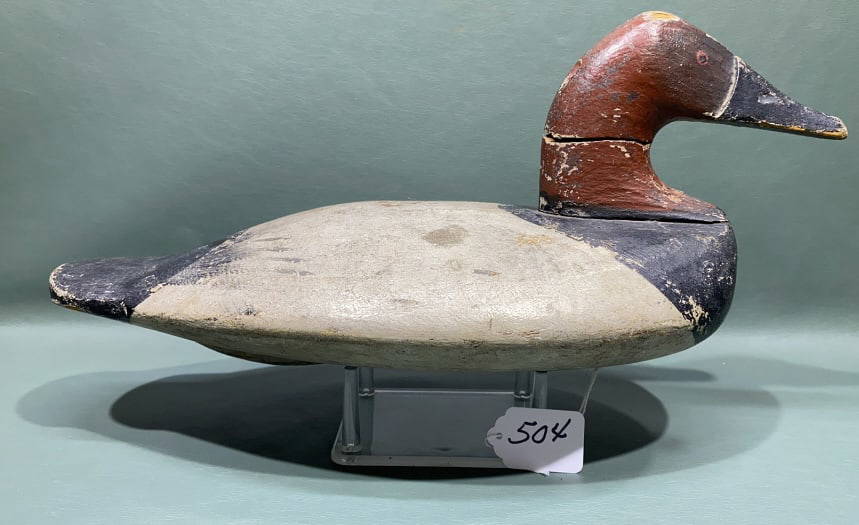 Antique Upper Bay Canvasback Drake Decoy Auction