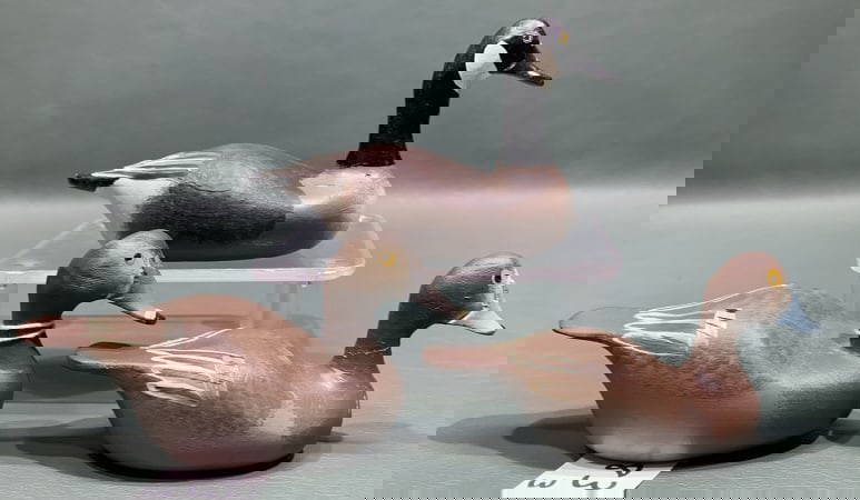 Clarence Bauer Mini Goose & 2 Hen Decoys
