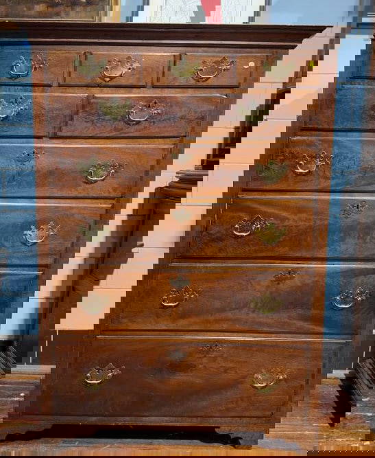 Antique Inlaid Chippendale Tall Chest Auction