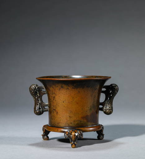 A Bronze Double Eared Censer