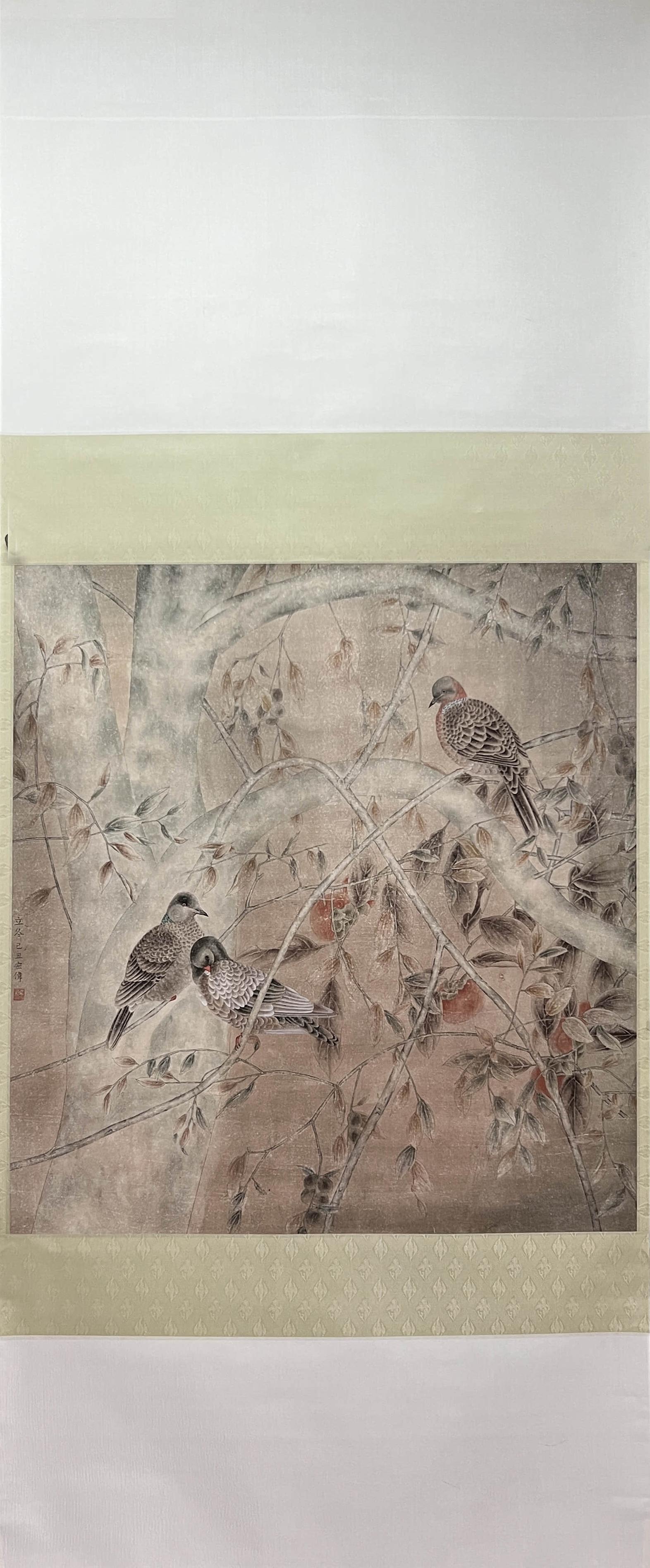 Jiang Hongwei, Chinese Flower And Bird Painting Paper Hanging Scroll