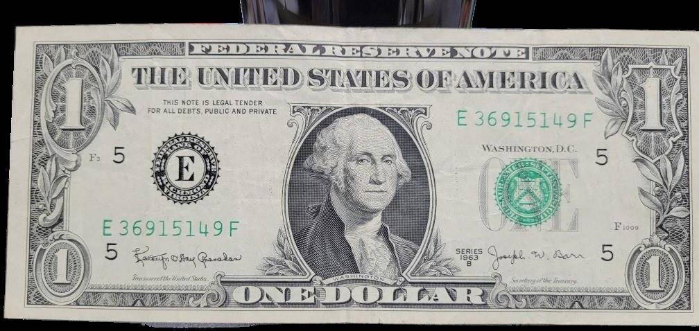 1963 B One Dollar Bill