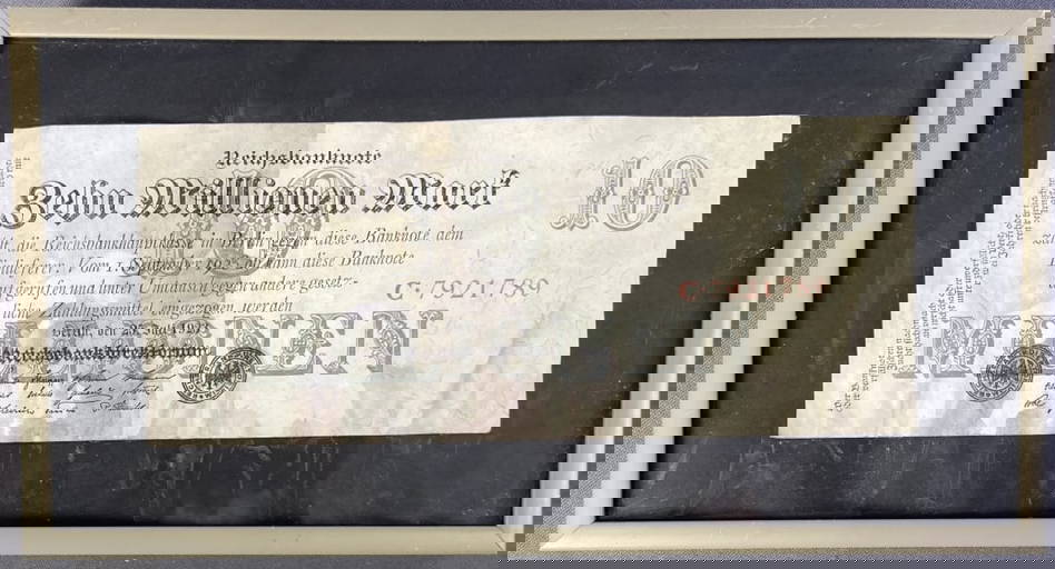 10 Million Mark Note In Frame German 10 Million Bill In Frame, Some ...