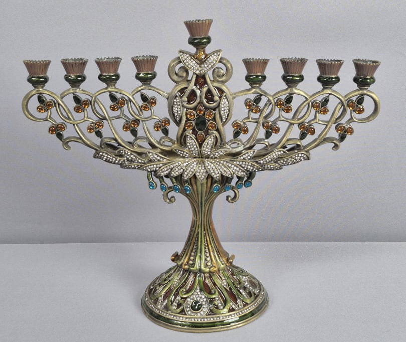 Jay Strongwater Enameled & Jeweled Menorah Measures 14x12 Inches Tall ...