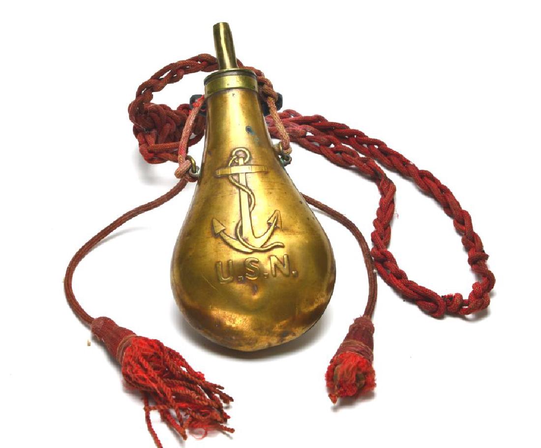Antique Vintage N.P. Ames USN Brass Powder Flask 1843 U