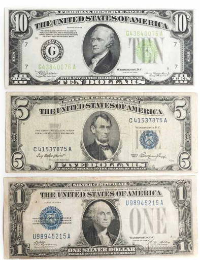 United States Paper Currency – Lot Of 3 Bills – 1934