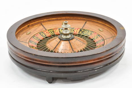 Antique Wood And Brass Roulette Wheel
