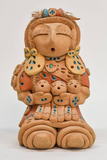 12" Cheyenne Jim Navajo Pottery Storyteller Figurine