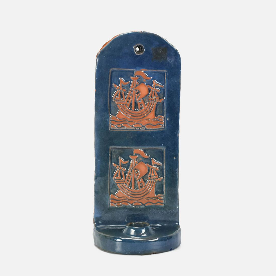 1984 Mercer Moravian Tile Art Pottery Candle Sconce