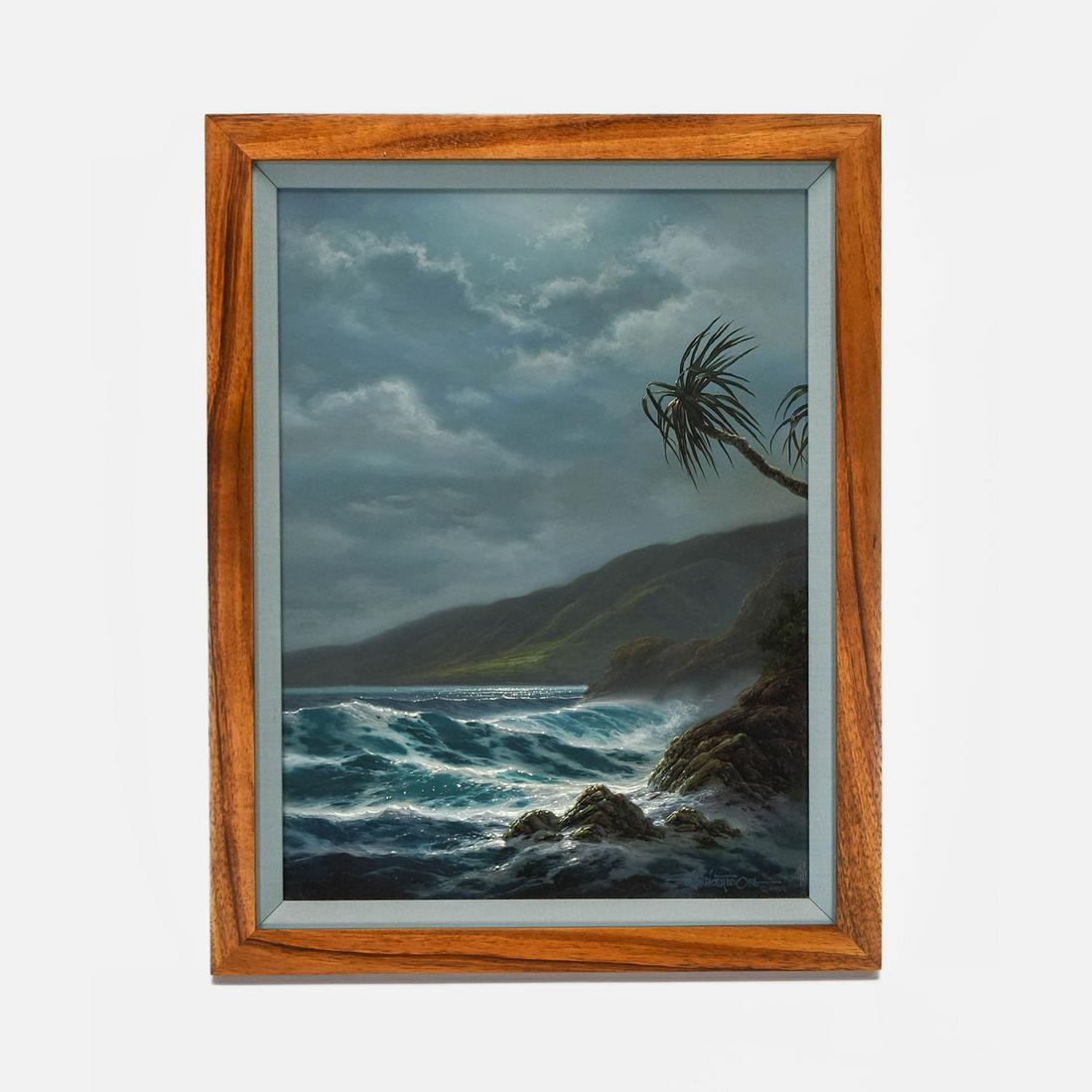 Original Roy Tabora "high Tide" Hawaiian Oil Painting