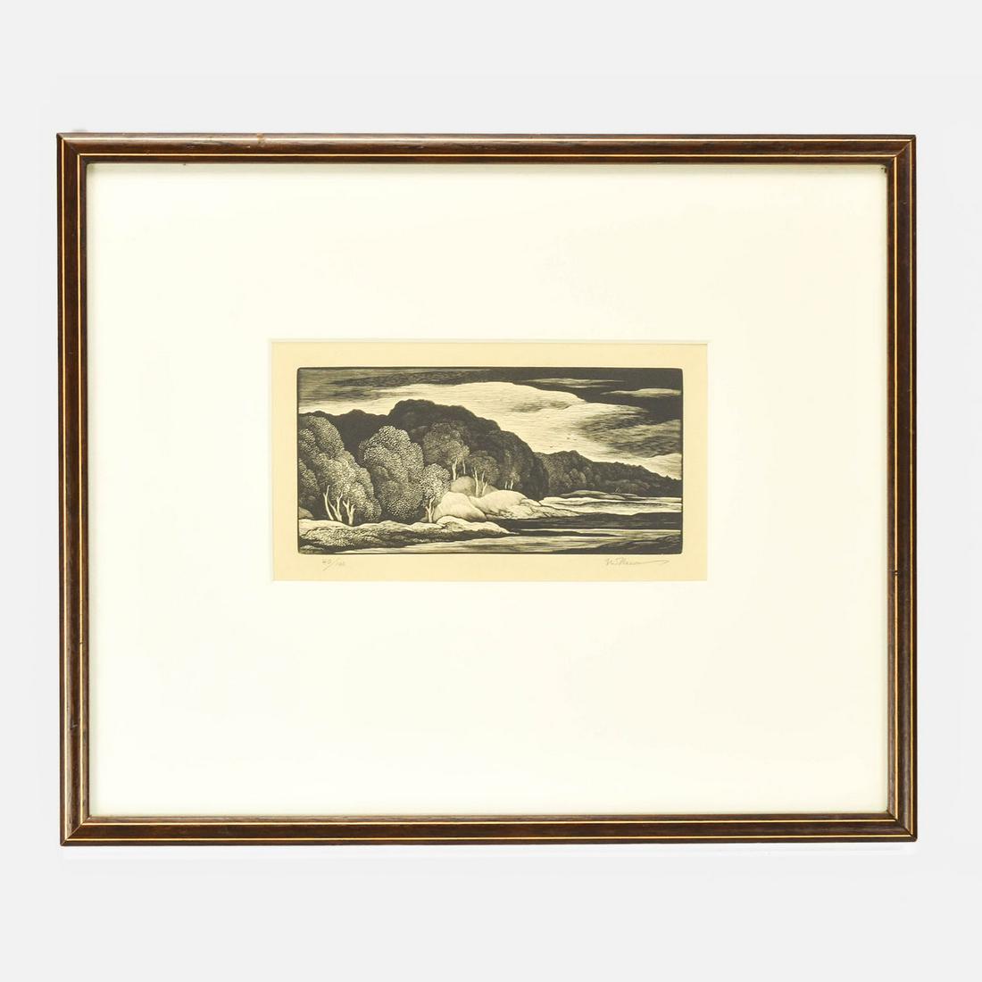 Thomas Nason "wooded Shore" Original Framed 1931 Wood Engraving