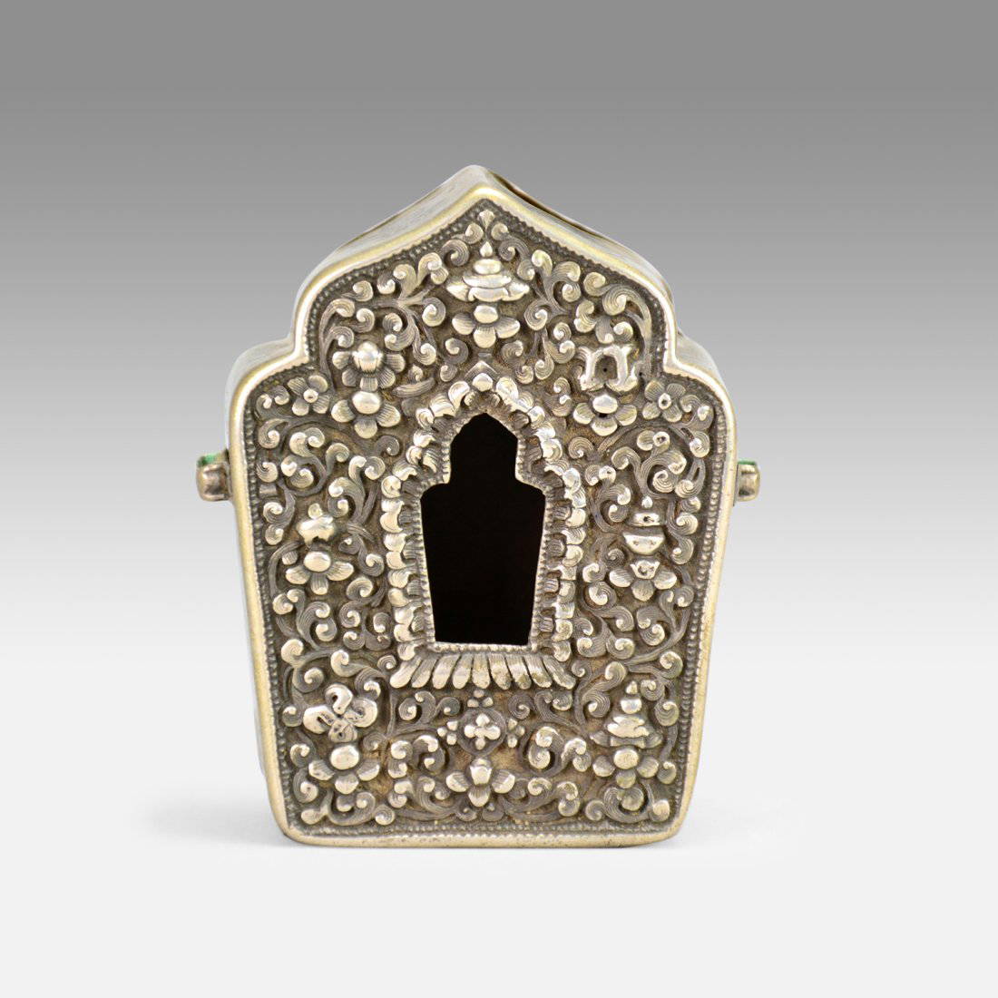 Antique 18thc Silver And Copper Portable Deity Shrine Gau Box Tibet Auction