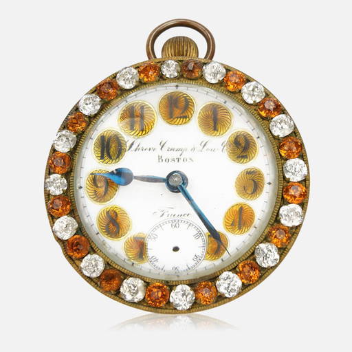 Antique Shreve Crump & Low Crystal Ball Clock W/black Dot Paste Stones ...