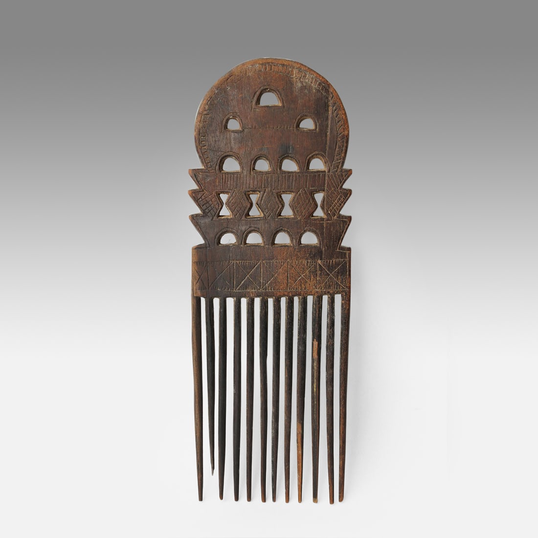 Large Ashanti African Carved Wood Tribal Comb, Ghana Auction
