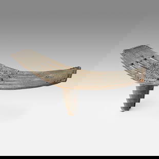 Ngombe African Carved Wood And Brass Stool Sankuru Backrest W/belgian ...