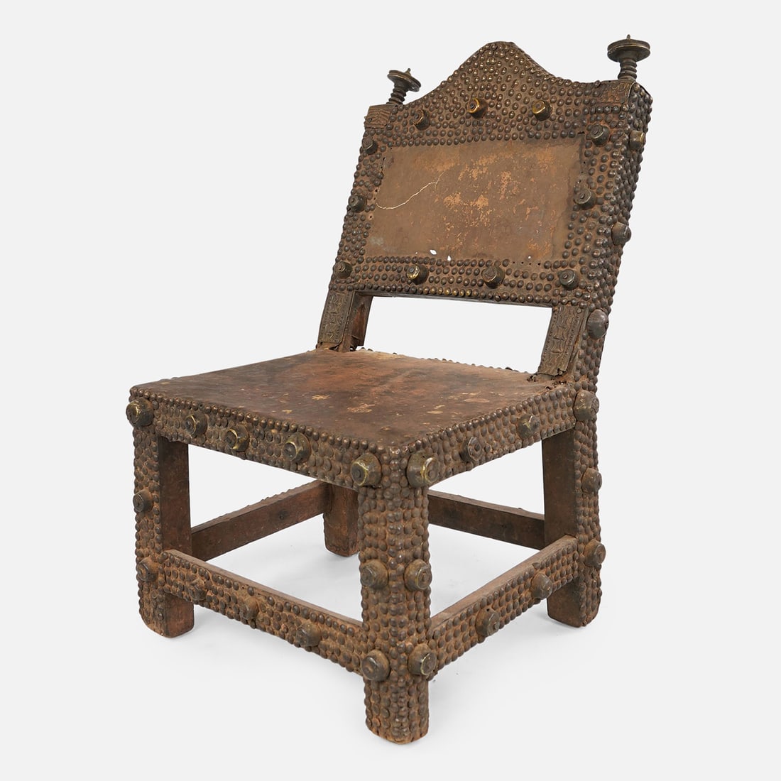 Ashanti African Carved Wood And Brass King's Asipim Chair Ghana Auction