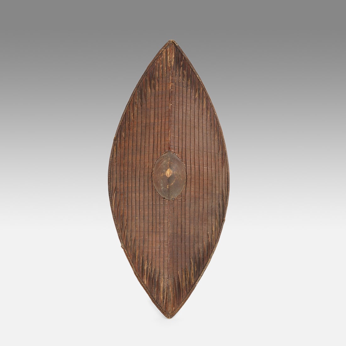 Antique Ganda East African Wicker Tribal Shield With Handle Uganda Auction