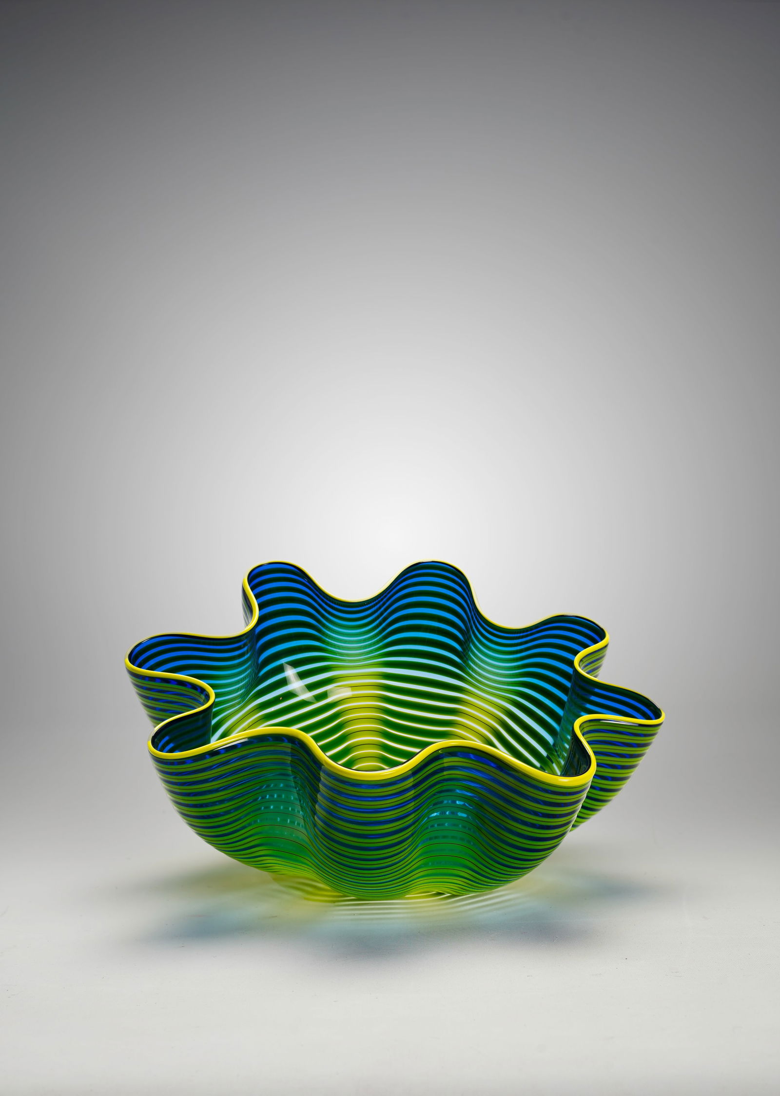 Chihuly, Dale. Neptune Blue Seaform W/chartreuse Lip Art Glass Sculpture