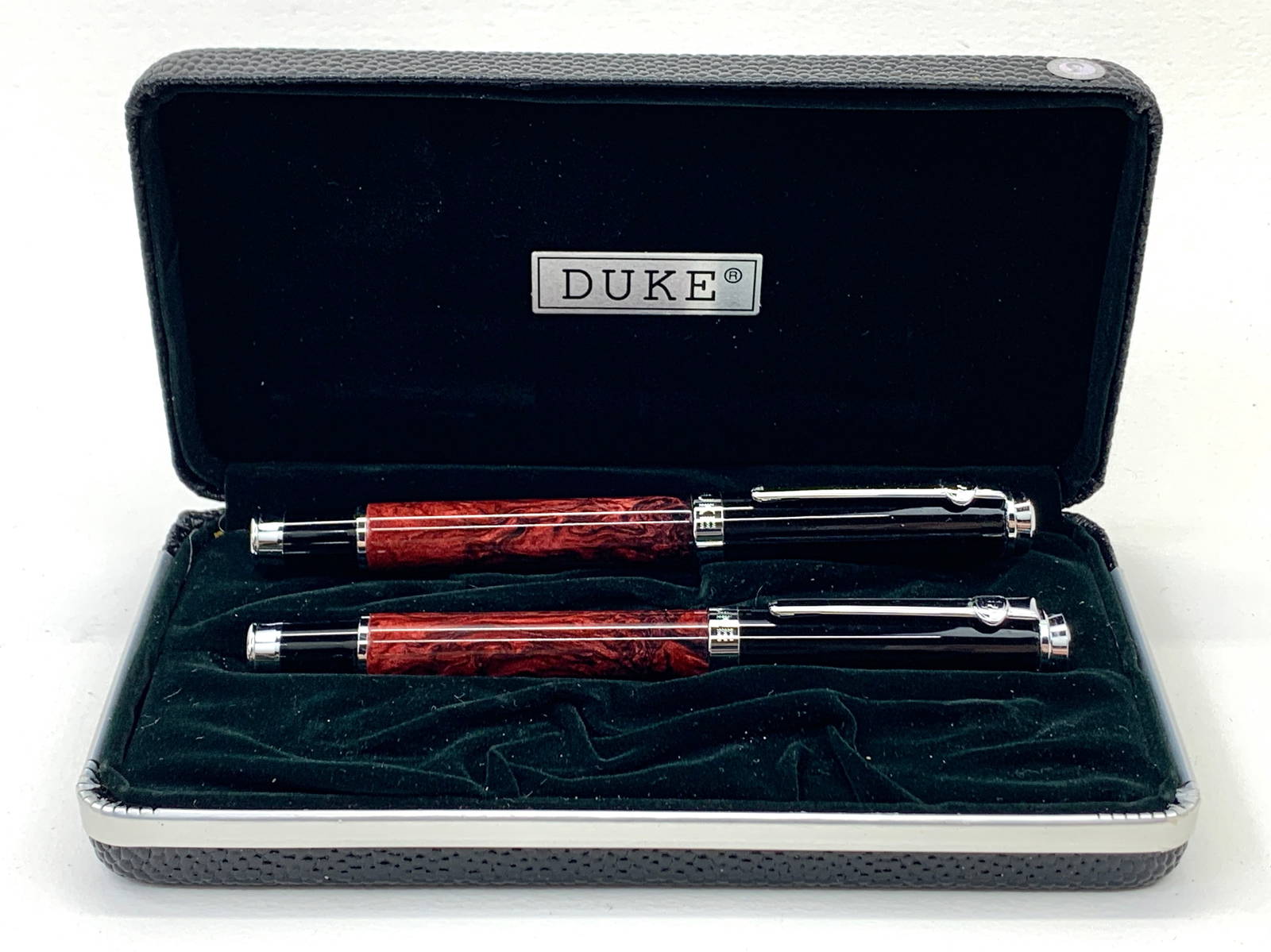 Duke Germany Red And Black Fountain And Ballpoint Pen Set W/box #2 Auction