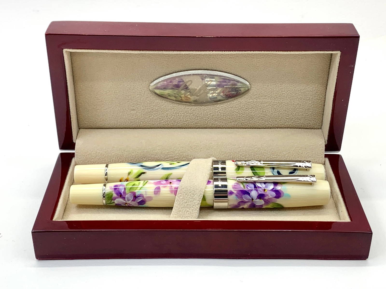 Laban Hand Painted Floral Design Oversized Fountain And Ball Point Pen ...