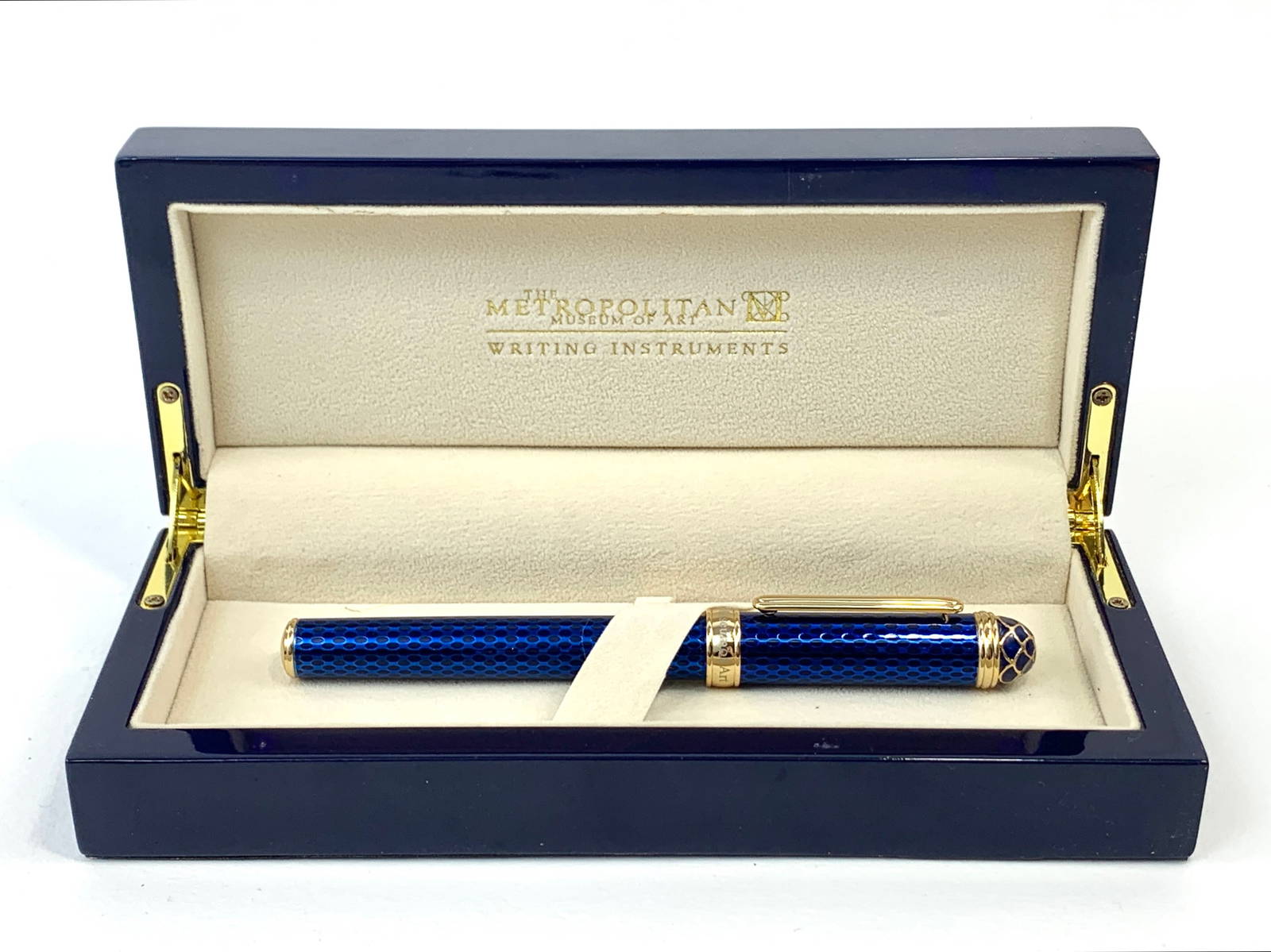 Met Germany Blue Enamel Fountain Pen W/wood Lacquer Box Auction