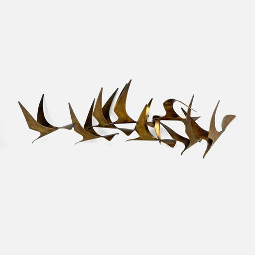 Curtis Jere "flock Of Seagulls" 1981 Mcm Modernist Brass Wall Hanging ...