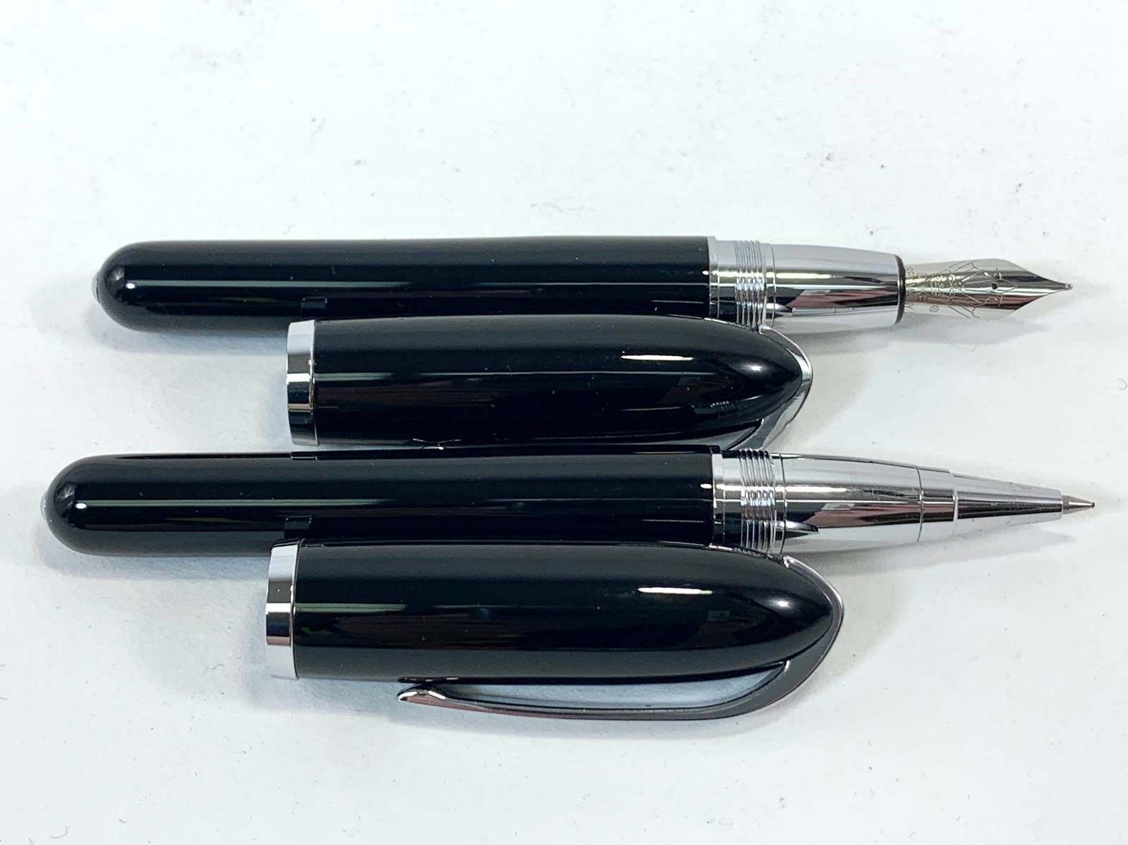 Duke Germany Black Enamel And Chrome Fountain Pen And Ballpoint Pen W ...